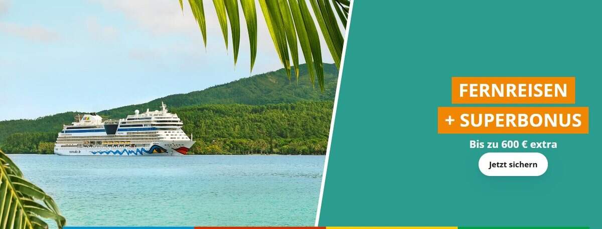 AIDA Frühbucher Plus: jetzt bis zu €600 Frühbucher Bonus sichern